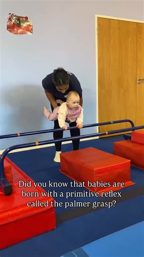 The palmer grasp reflex is one of your baby’s earliest reflexes. When pressure is placed in the palm, the fingers automatically curl to grasp. It is designed to help your baby to bond, like gripping your finger, and stems from when we were apes and gripped our parents fur! As babies gain head control and begin to push through their hands and arms, this reflex will integrate, meaning gripping and releasing objects becomes voluntary rather than a reflex. Integration is important because it allows 