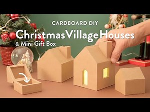 🎄🏠 How to Make Christmas Village Houses + House-Shaped Mini Gift Box | Upcycled Cardboard DIY