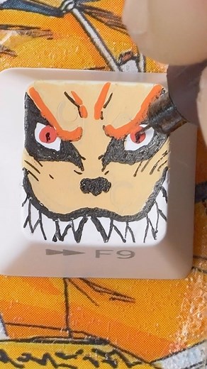 #kurama de #naruto sur mon #customkeyboard 🦊 #kyubi #clavierpersonalisé #posca #rotring #custompaint | Esquissewei