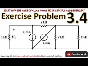 Chapter 3 Exercise Problem 3.4 Solution | Nodal Analysis | Linear Circuit Analysis