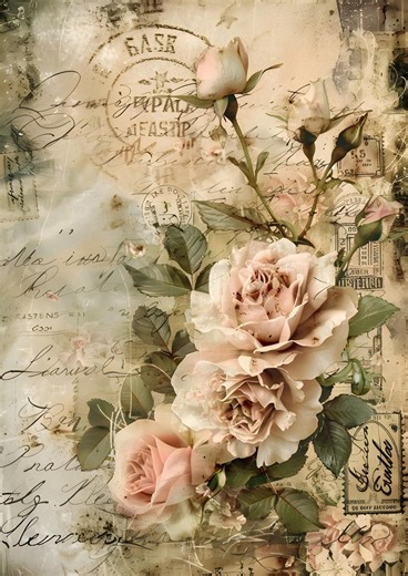 Rose Rice Paper for Decoupage: Vintage French Script A4 Sheet - Etsy