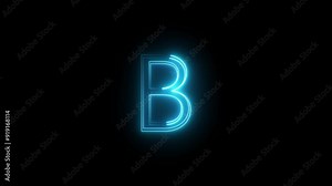 Neon Glowing Letter Animation. Neon alphabet and Neon Font Symbol with Alpha Channel.