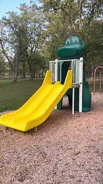 The Green Barney Slide (Gametime playground equipment): 360 degree walk-around and ride POV