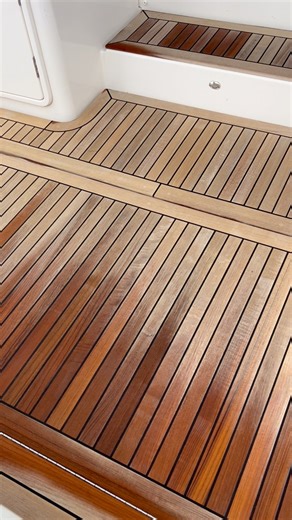 1.4K views | The team at DockYard Services has been hard at work restoring the beautiful teak on the Riviera 46 Flybridge. Using Semco’s Two-Part Teak Cleaner, they’ve revived the timber’s natural warmth and colour — removing years of weathering, grey tones, and stains without the need for harsh sanding or pressure washing. Another example of DockYard Services commitment to quality craftsmanship and attention to detail on every vessel they service. | DockYard Adelaide | Facebook