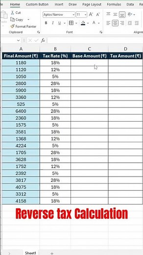 Calculate Taxable Amount from Final Price | GST Reverse Calculation Made Easy! #excel #taxable #gst