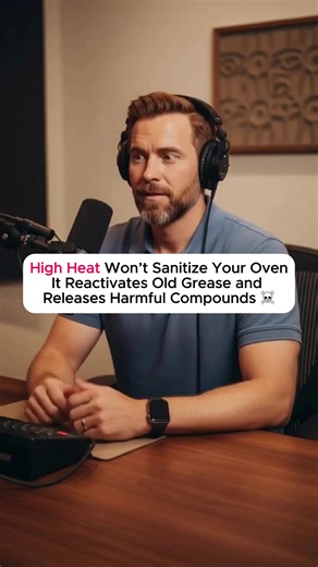 High heat won't sanitize your oven. It reactivates old grease and releases harmful compounds#kitchenhacks #kitchen #cleantok #cleaning #cleaninghacks