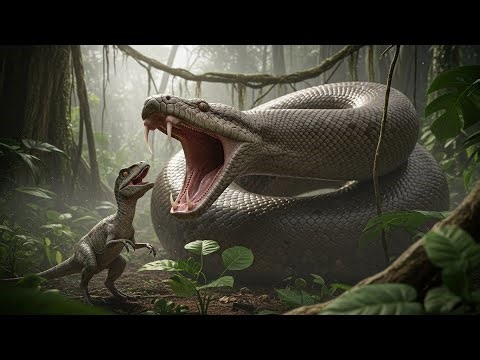 Giant Anaconda Attacks Baby Dinosaur Father Dinosaur’s Epic Revenge in the Jungle!