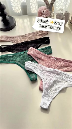 Damen-String aus Spitze mit niedriger Taille, 5er-Set, Blumenmuster, Schleifendekor, sexy figurbetonte Unterwäsche, alle Jahreszeiten, M-Xl #fashion #shein #silvesteroutfits #blackfridayentiktokshop #swimsuit #womensfashion #damenfashion #aliexpressfinds #giftforher #womenspyjamas