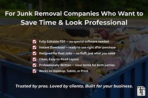 Junk Removal Work Order Template - Hauling Form - PDF, Word, Excel, Numbers - Printable & Editable - Etsy