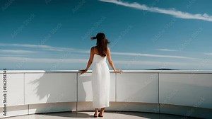 Woman Enjoying the View from a Balcony
