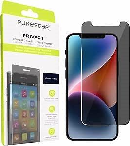 PureGear 2-Way Privacy Tempered Glass Screen Protector Compatible w/ Apple iPhone 14 Plus 6.7" (2022), Self Alignment Installation Tray, Touch Sensitive, Case Friendly, Anti-fingerprint Coating, Lifetime Replacement, Protect Your Privacy Conceal Your Screen