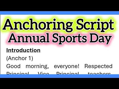Anchoring Script for Annual Sports Day Function in School Anchoring Speech in English