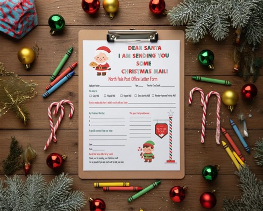 North Pole Post Office Letter | Kids Dear Santa Letter | Christmas Mail Printable | Santa Letter Template | Instant Download PDF - Etsy