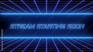 Stream Starting Soon Neon glow with grid seamless loop for live stream overlay