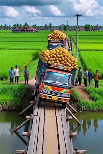 😨 Coconut Trucks Test Dangerous Village Bridge