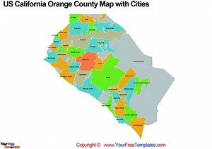 California Orange County Map with 2 Images - Free PowerPoint Template