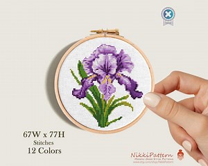 Mini Cross Stitch Pattern, Tiny Iris Flower, Floral Easy Embroidery, Nature Pattern, Floral Sampler, Digital Instant Download PDF - Etsy UK