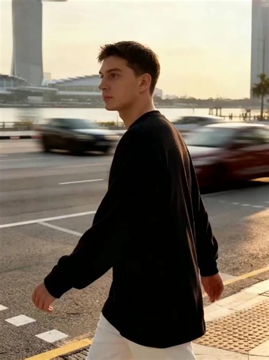 Men's Casual Loose Long Sleeve T-Shirt for Singapore