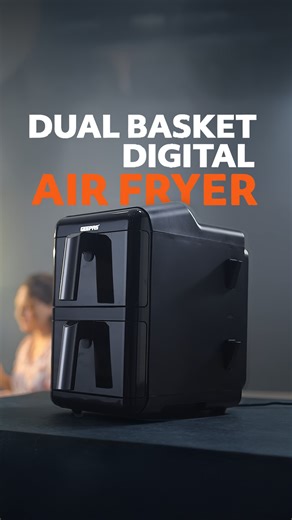 Geepas on Instagram: "Are you ready for smarter cooking? 🧑‍🍳 Introducing smarter cooking with the Geepas Dual Basket Digital Air Fryer. Use the Touch-controlled Time-Sync Cooking feature to ensure every dish is ready at the exact same moment. Plus, with Vortex Technology, you cook up to 50% faster while saving energy. Efficiency meets healthy eating, designed for busy modern life. #Geepas #AirFryer"