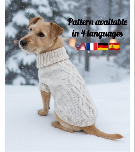 Cable Knit Turtleneck Dog Sweater Pattern – 4 Languages - Etsy
