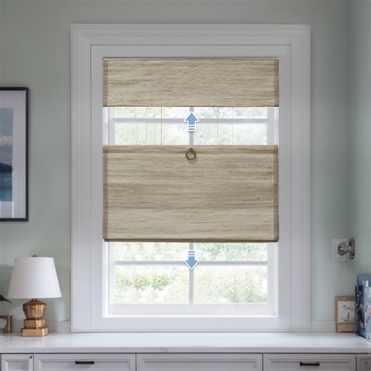 Keego Top Down Bottom Up Roman Shades for Windows Cordless Natural Fabric Roman Window Shades Blinds 100% Natural Linen Hand-Made Windowtreatment - Lemon (with Linen, Block 90%-95% Light) 67"W x 72"H