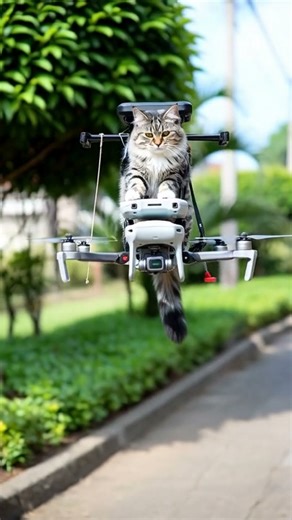 Flying Cat on a Drone?! 😺🚁 Unbelievable