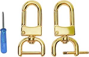 willikiva Replacement D-Rings Swivel Snap Hooks Push Gate Clip Lobster Claw Clasp DIY Leather Craft Purse (Bright Gold,3/4inch)