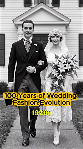 Aimovio on Instagram: "100 Years of Wedding Fashion Evolution #ai #weddingdress #evolution 1920s: The Jazz Age "The era of the flapper. Brides wore drop-waist dresses with intricate beading and Juliet cap veils. Grooms looked sharp in formal morning suits and top hats." 1930s: Hollywood Glamour "Elegant and sleek. Brides chose silk satin bias-cut gowns that hugged the silhouette. Grooms wore wide-legged trousers and double-breasted jackets." 1940s: Wartime Simplicity "Modest and practical due to