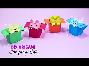 Origami Jumping Paper Cat in Box | DIY Fidget toy | How to make origami Jumping Cat box