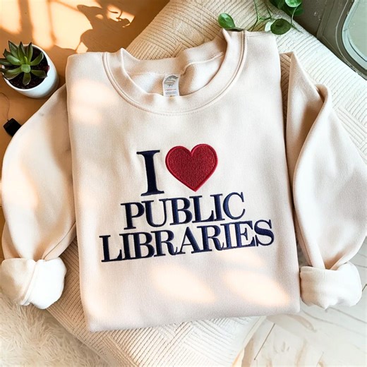 I Love Public Libraries Embroidered Sweatshirt, It's a Beautiful Day to Read Banned Books Embroidery Shirt, Fread Between the Lines - Etsy
