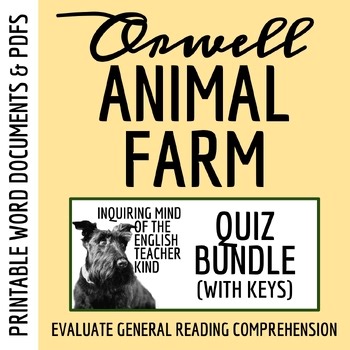 Animal Farm Quiz and Answer Key Bundle | Independent Reading Worksheets | Satire