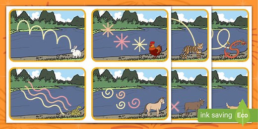 Chinese New Year Animal Race Mark-Making Pattern Cards