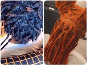 Before and after her install 🥰. 110 small 8in locs added to her starter locs bleached and dyed Cajun Spice 🥵 This color complemented her skin tone PERFECTLY 😍❤️✨. #LocExtensions #PermanentLocExtensions #LocRepair #LocReattachment #FayettevilleLocs #NCLocs #CtLocRepair #CtStylist #CtLocs #CrownedByNaya | Luxury loc life