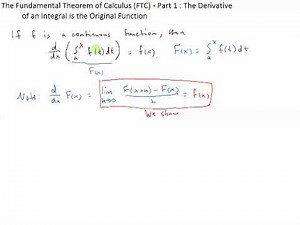 The Fundamental Theorem of Calculus - Part 1: The Derivative of an Integral is the Original Function