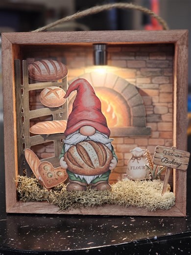 Custom Name Sourdough Baker Gift - 5x5 Lighted Shadow Box - Handmade Artisan Gnome Series - Etsy