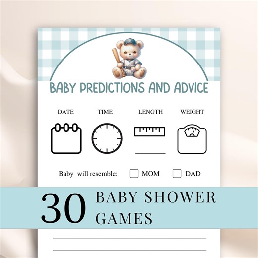 30 Printable Baseball Baby Shower Games, Little Slugger Shower Game Bundle, DOWNLOAD