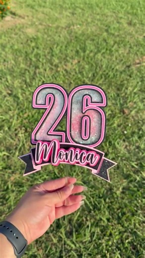 Personalized Shaker Cake Topper | Pink & Black Glitter Birthday Decor - Etsy