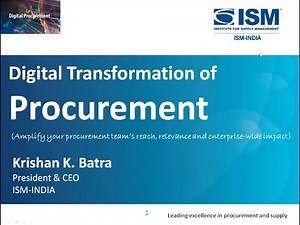 Virtual Training Session on Digital Transformation of Procurement