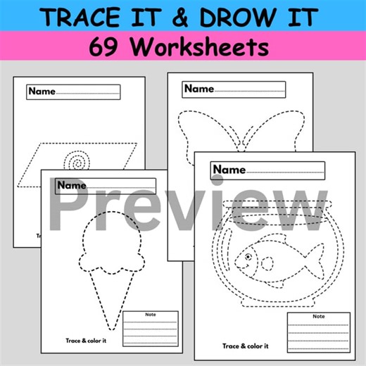 Shapes Tracing & Drawing Worksheets PDF | 69 Pages of Preschool Math Fun