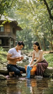211 reactions | A village girl happily doing laundry #countrygirl #villagelife #nature | Runway & Nature | Facebook