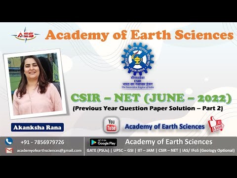 CSIR - NET (JUNE - 2022) | Earth Science | Previous Year Paper Solution | Part - 2