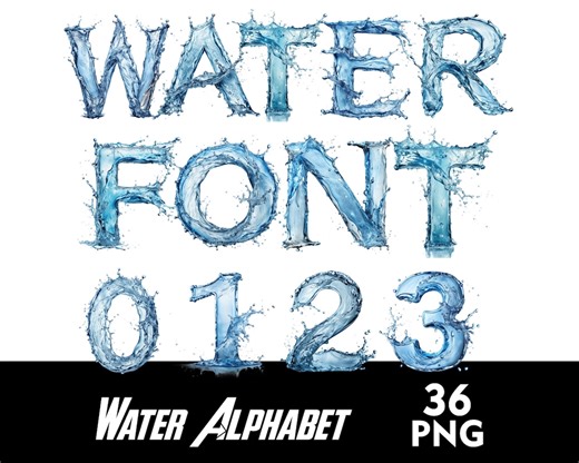 Water Alphabet Splash Ocean Font Sea Letter Transparent PNG Alphabet Font Water Png Font - Etsy