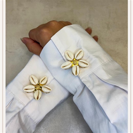 Shell Flower Gold Button Cover | Cufflinks |clip on Button Covers | Button Accessories | Button Jewels | Christmas Gift | Wedding Gift - Etsy