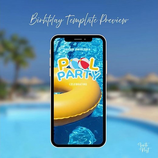 Animated Pool Party Invitation Template #poolparty #invitation