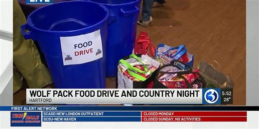 Hartford Wolf Pack hosts country night with food drive at PeoplesBank Arena