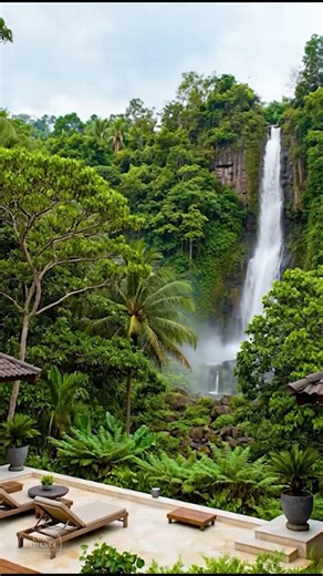 Bali Jungle Serenity 🌿 Waterfall & Infinity Pool Relaxing Escape (Ambient 4K)