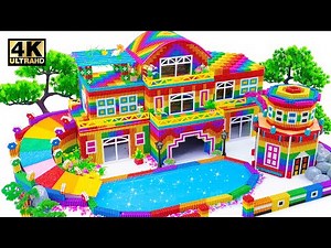 Satisfying Video | Build Giant Water Slide To Swimming Pool In Family House From Magnetic Balls