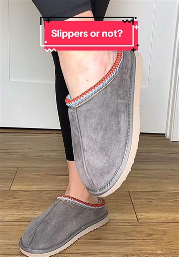 To slipper or not to slipper? That’s really the question because I see people wearing these out in public all the time. They do have good treads and they are comfy and warm. I love that they are grey because everyone out there has brown :) #slippers #slippershoes #shoes #fashion #fashionfinds