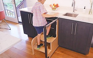 Folding Step Stool That Pulls Out From a Cabinet