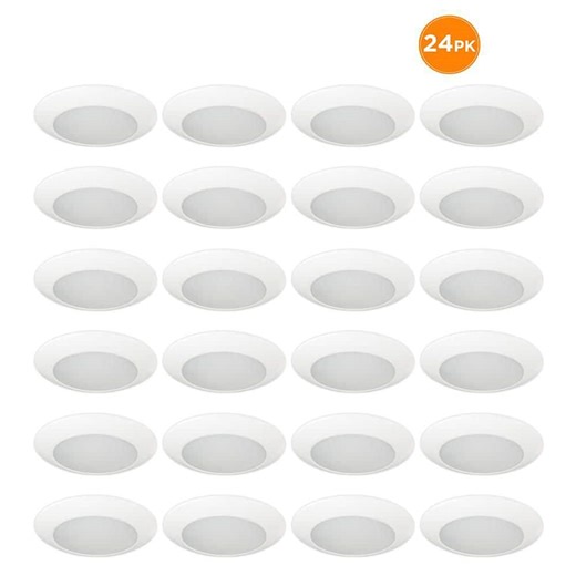 Check The Home Depot's Q&A Before Buying: Commercial Electric 24-Pack 8 in. LED Surface Mount Downlight Flush Mount Disk Light Fixture, 900-1100-1400LM, Selectable CCT 2700K-5000K